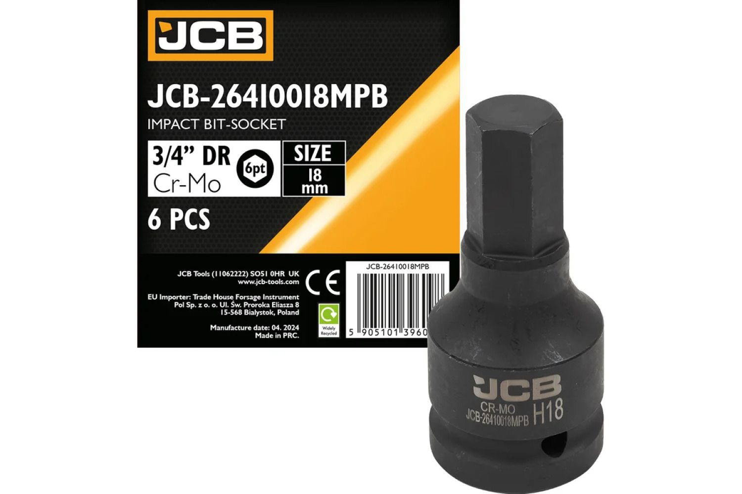 Pesaga otsik JCB 26410018MPB; HEX; 3/4''; 18 mm - JCB-26410018MPB